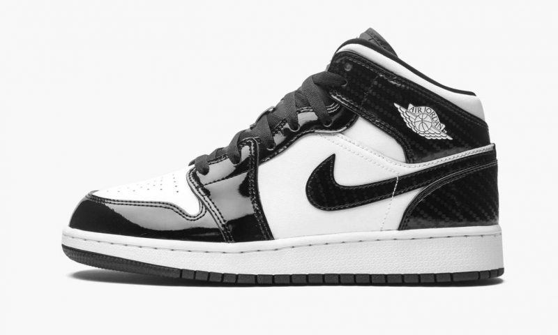 Nike Air Jordan 1 Mid SE GS Carbon Fiber All-Star черно-белые кожаные ...